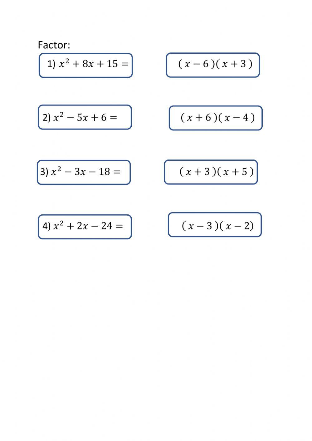 Factor | SayedSaad | Live Worksheets