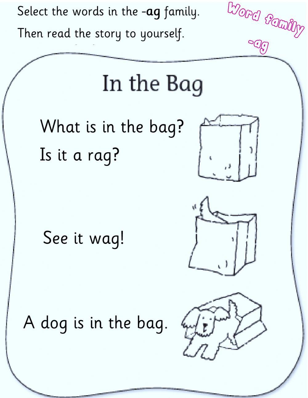 -ag word family worksheet | Live Worksheets