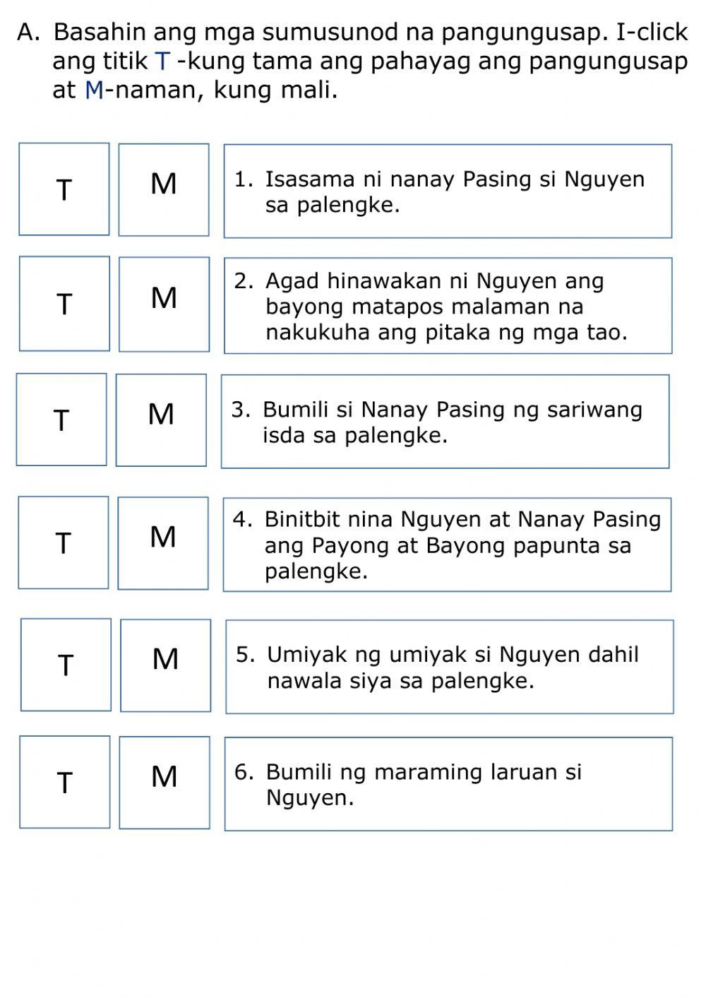 MOTHER TONGUE (SA PALENGKE) online exercise for | Live Worksheets