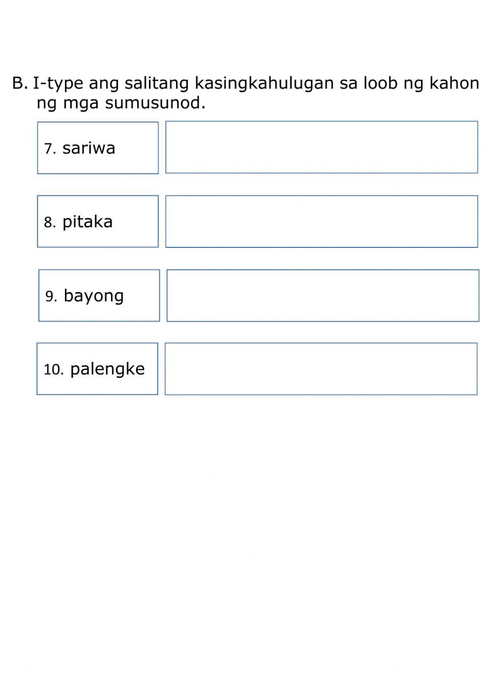 MOTHER TONGUE (SA PALENGKE) online exercise for | Live Worksheets