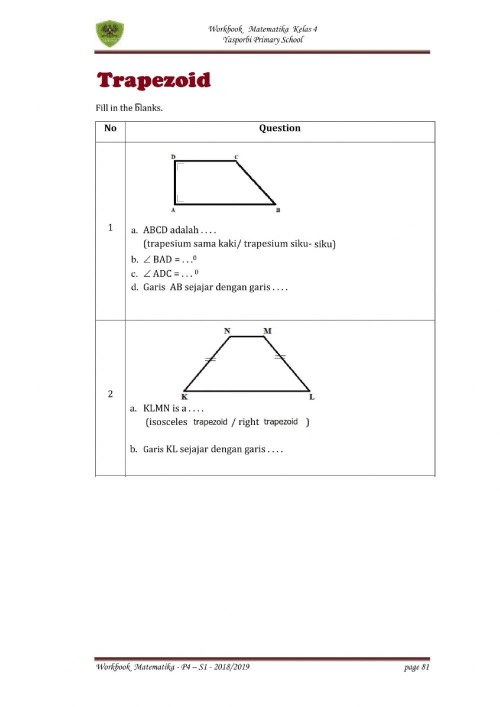 Trapezoid worksheet | Live Worksheets