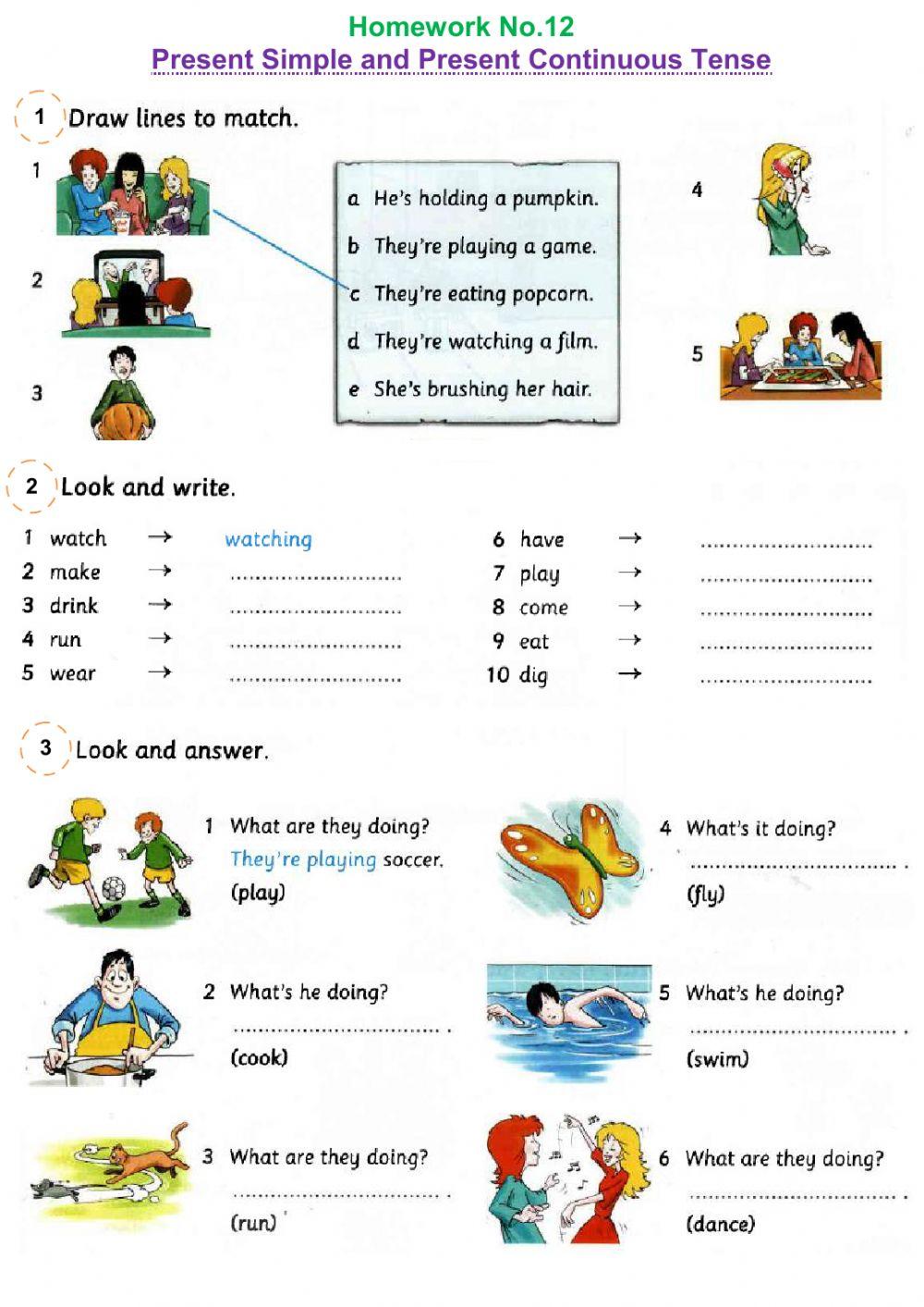 Present Simple and Present Continuous (5th grade)