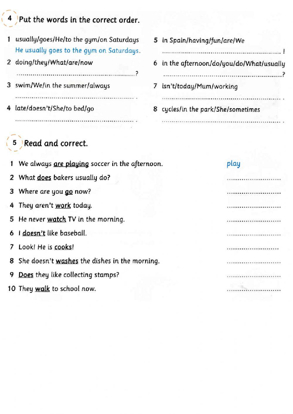 Present Simple and Present Continuous (5th grade)