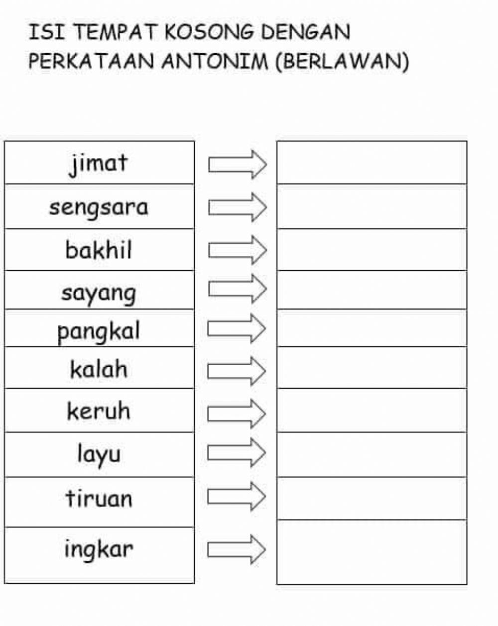 Latihan tatabahasa antonim (kata lawan) | zakiah | Live