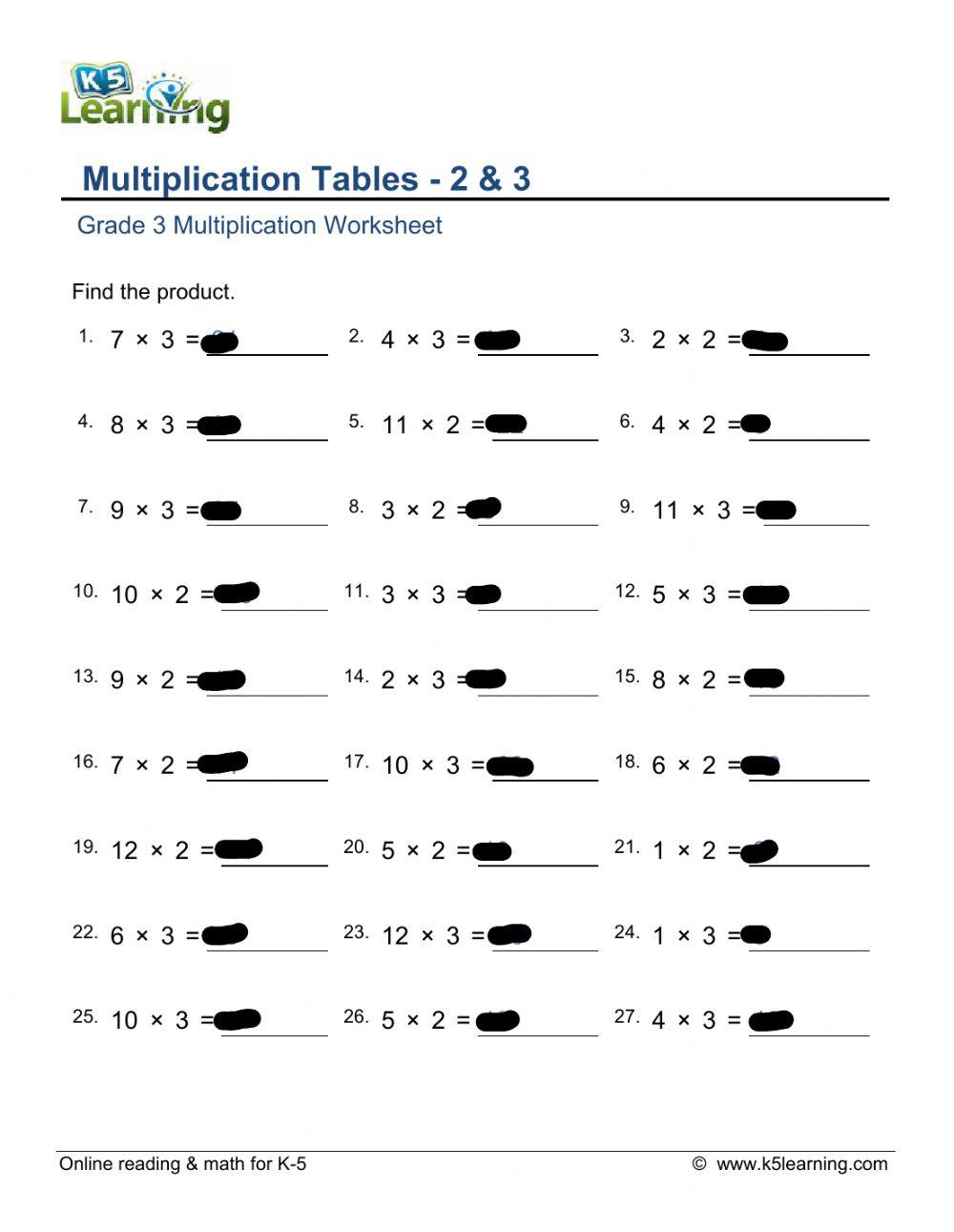 2-3 times table -D online exercise for | Live Worksheets