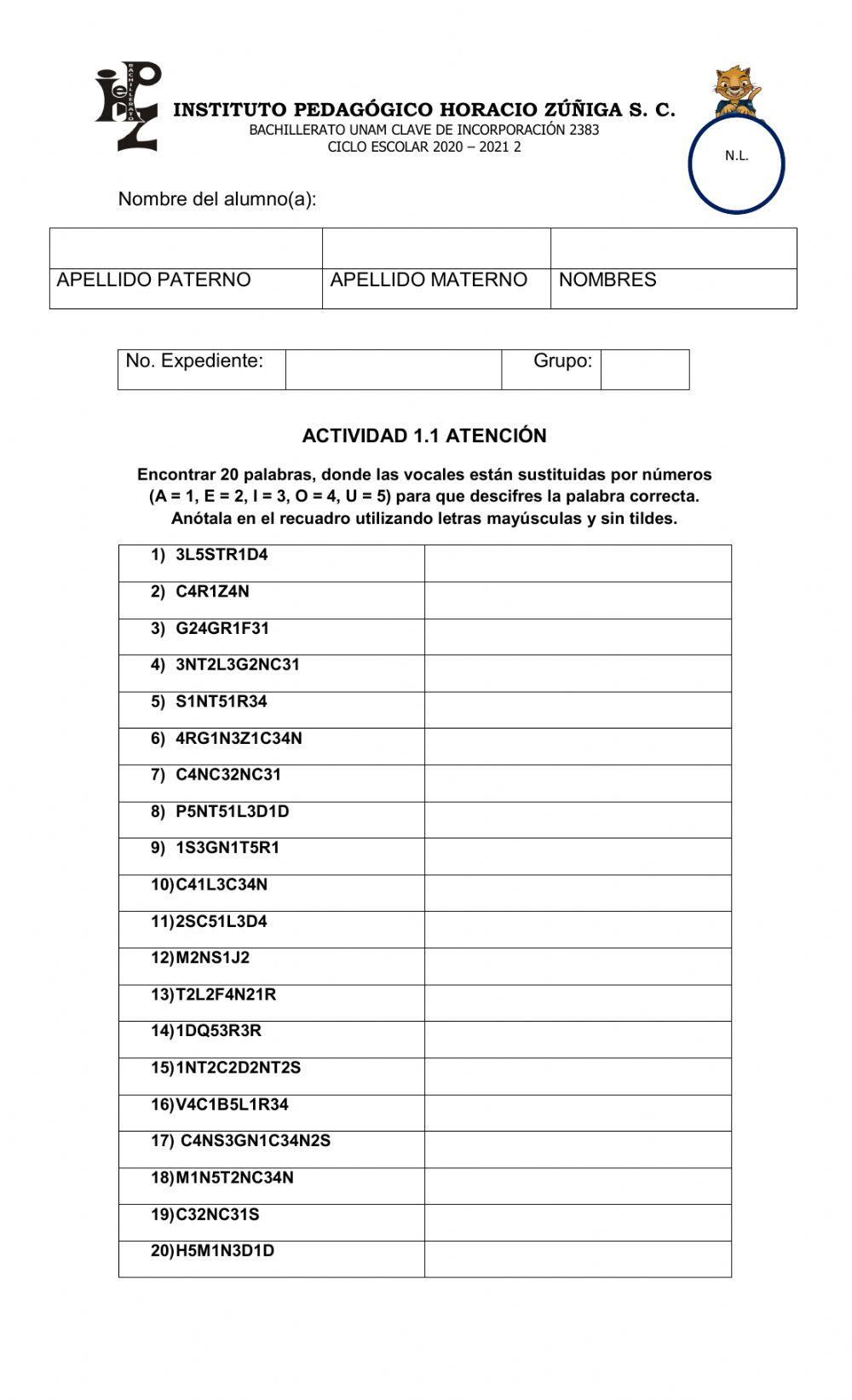 Atención interactive activity for BACHILLERATO | Live Worksheets Atención interactive activity for BACHILLERATO | Live Worksheets