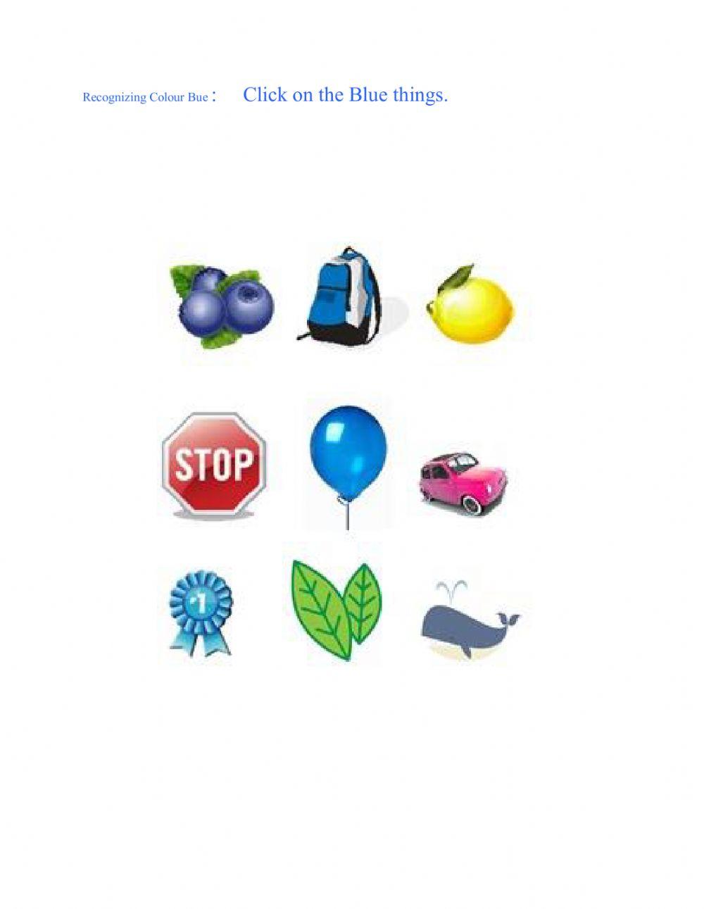 Colour Blue interactive worksheet | Live Worksheets