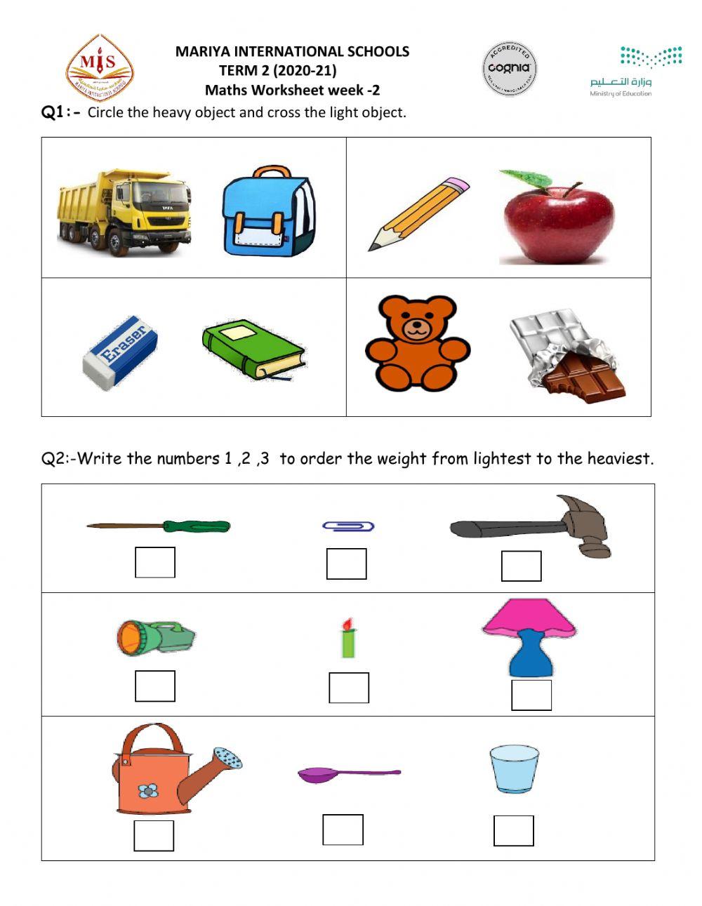 maths weight worksheet week 2 online exercise for | Live Worksheets