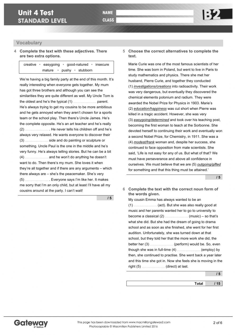 Gateway B2 Unit… | Free Interactive Worksheets | 6372808