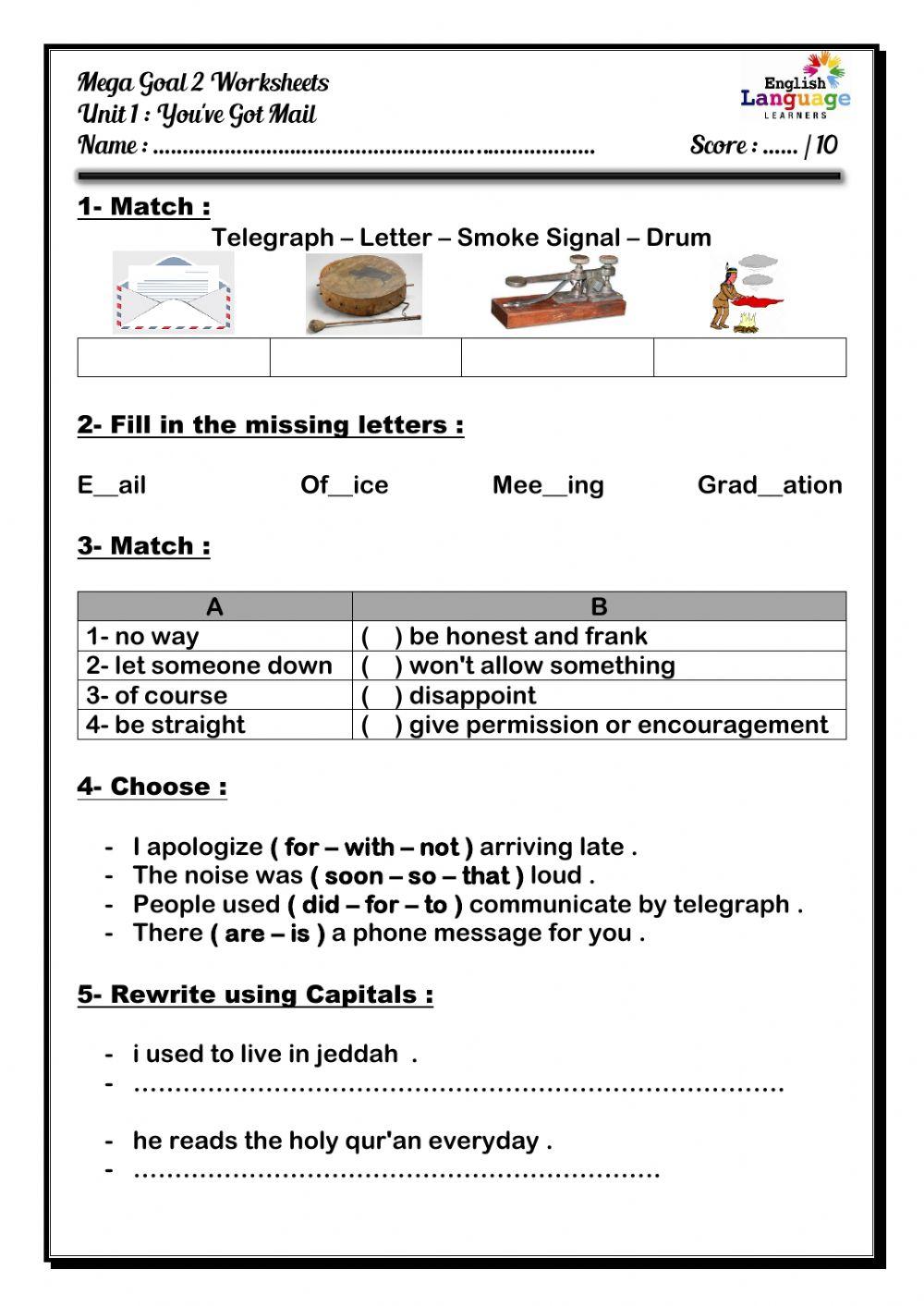 unit 1 online exercise for | Live Worksheets