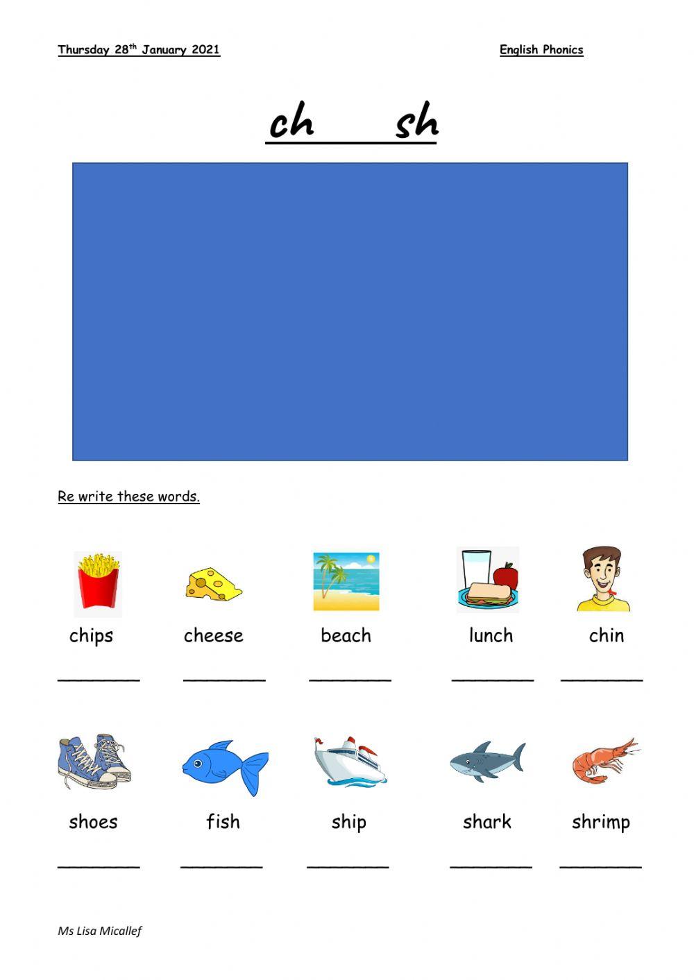 Ch, sh | Free Interactive Worksheets | 651528