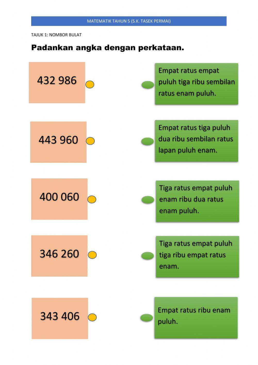 Pdf online worksheet: Nombor bulat | Live Worksheets