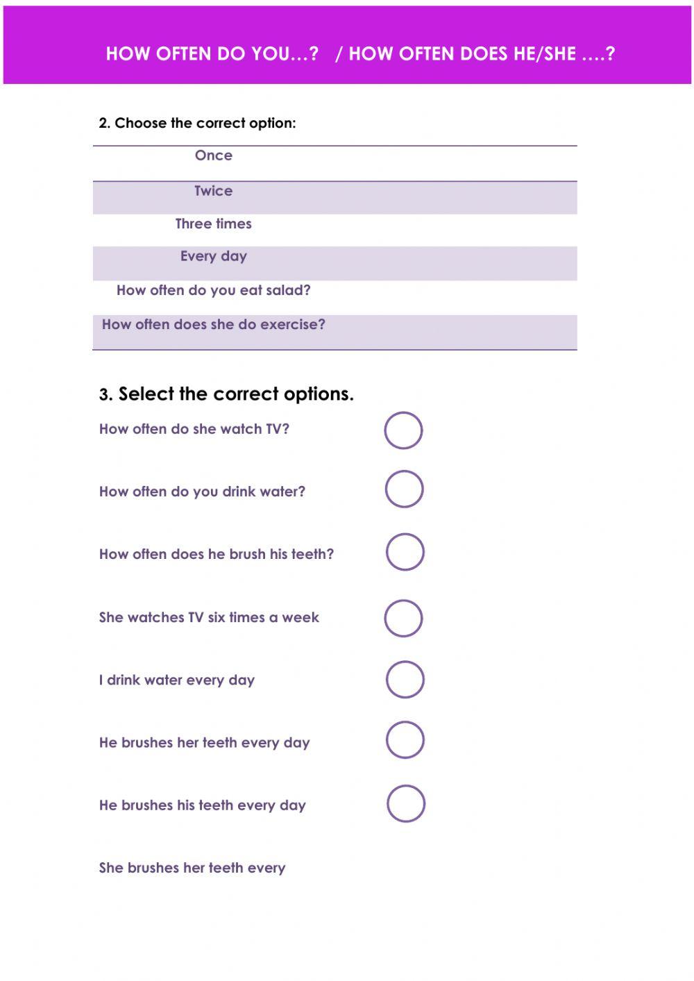 How often online activity | Live Worksheets