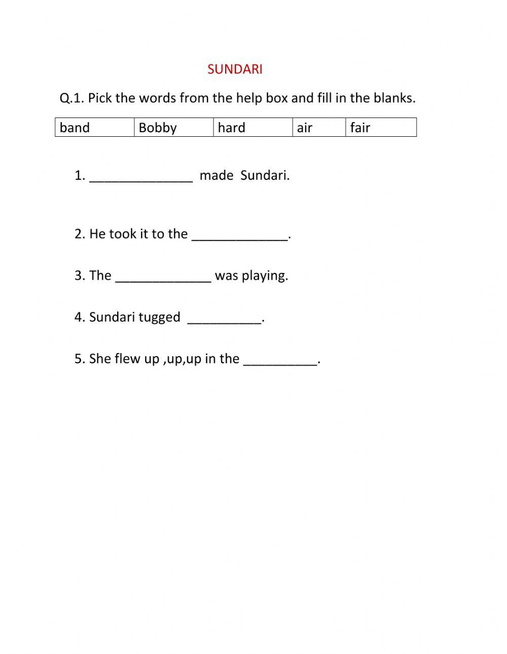 Sundari worksheet | Live Worksheets