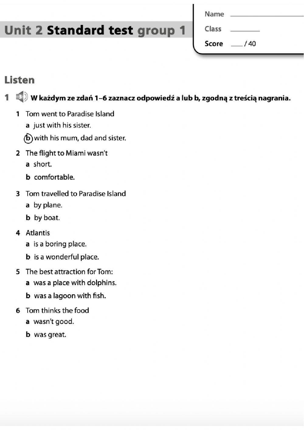 klasa 6 junior explorer test 2 online exercise for | Live Worksheets