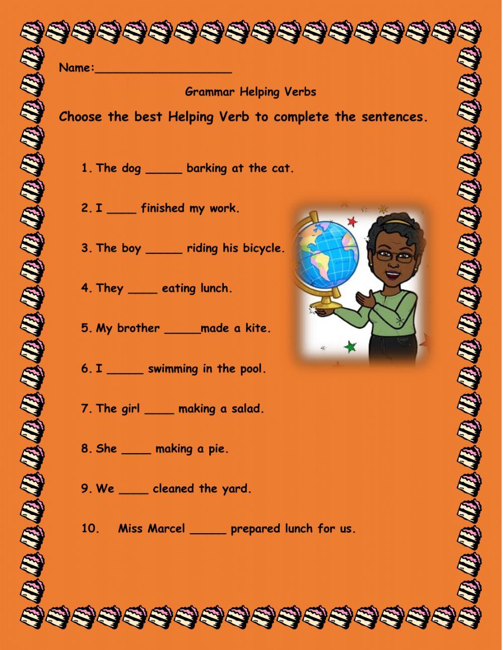 helpingverbs worksheet