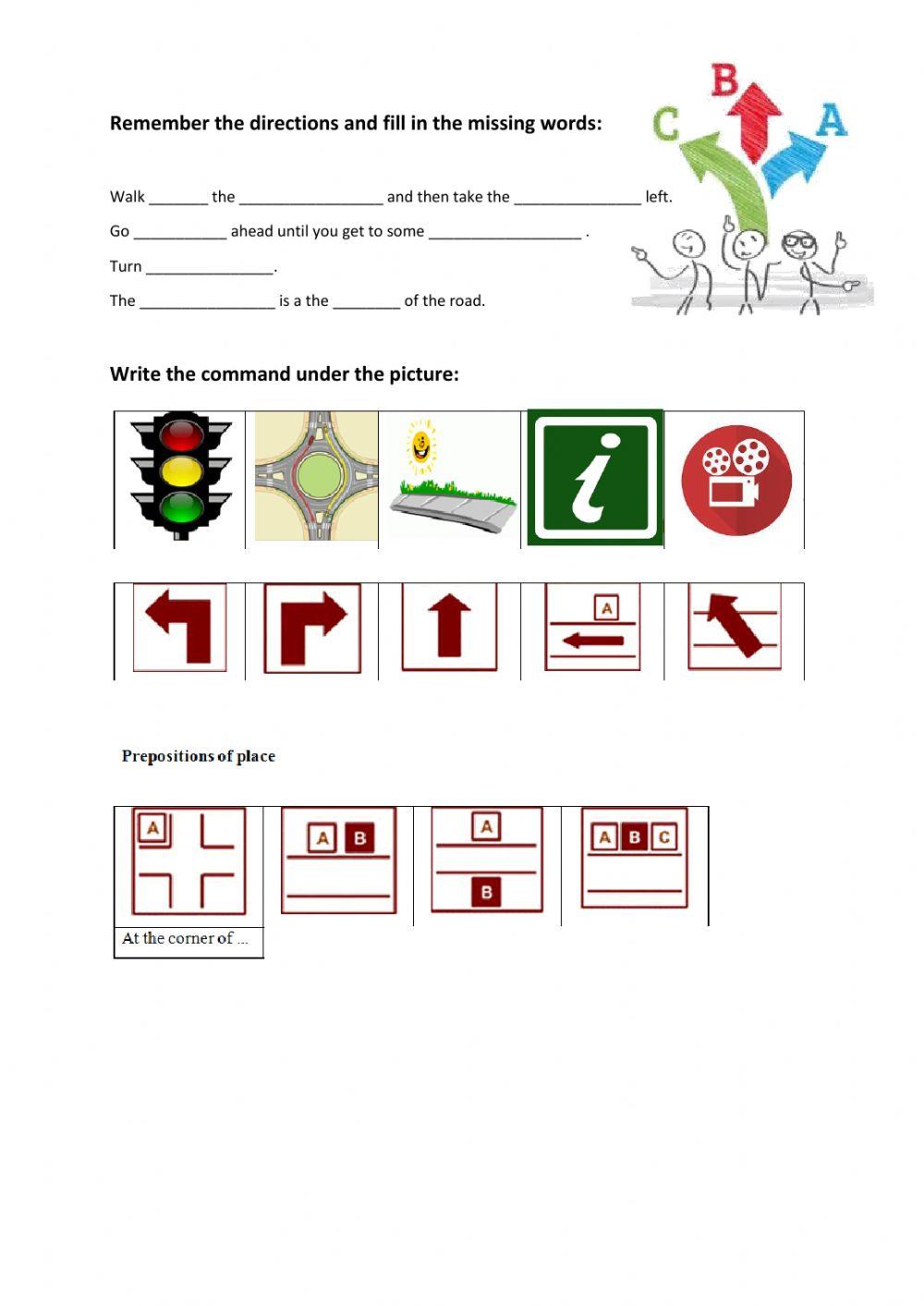 Directions and … | Free Interactive Worksheets | 653778