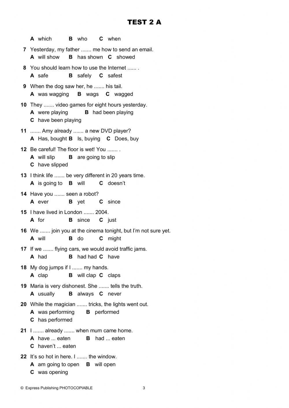 Access 3 Test m… | Free Interactive Worksheets | 6374905