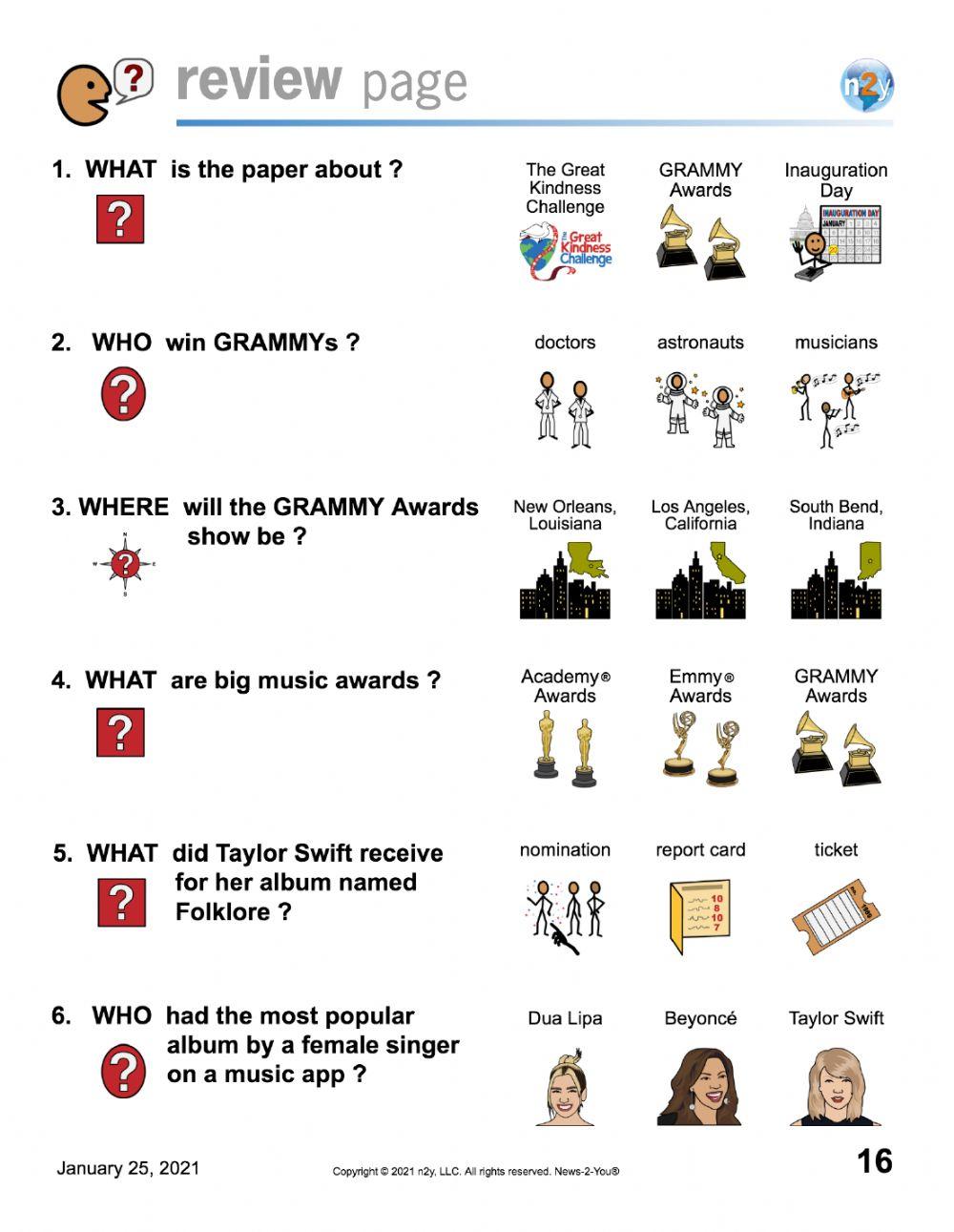 N2Y Grammy Awar… | Free Interactive Worksheets | 6375192