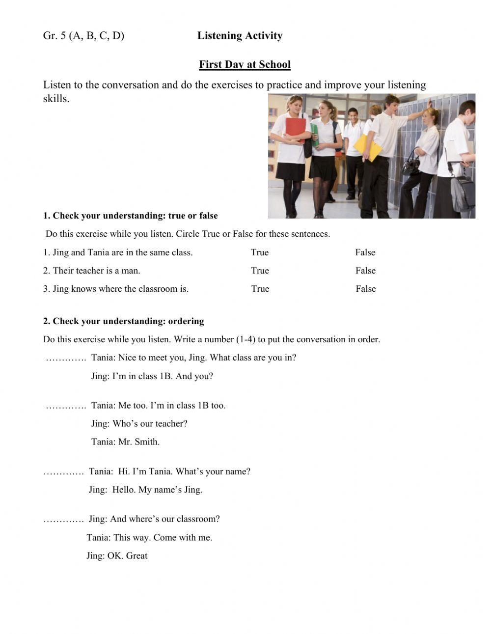 Gr. 5 listening exercise worksheet | Live Worksheets