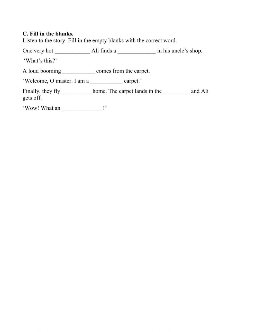 Gr. 4 listening Activity worksheet | Live Worksheets