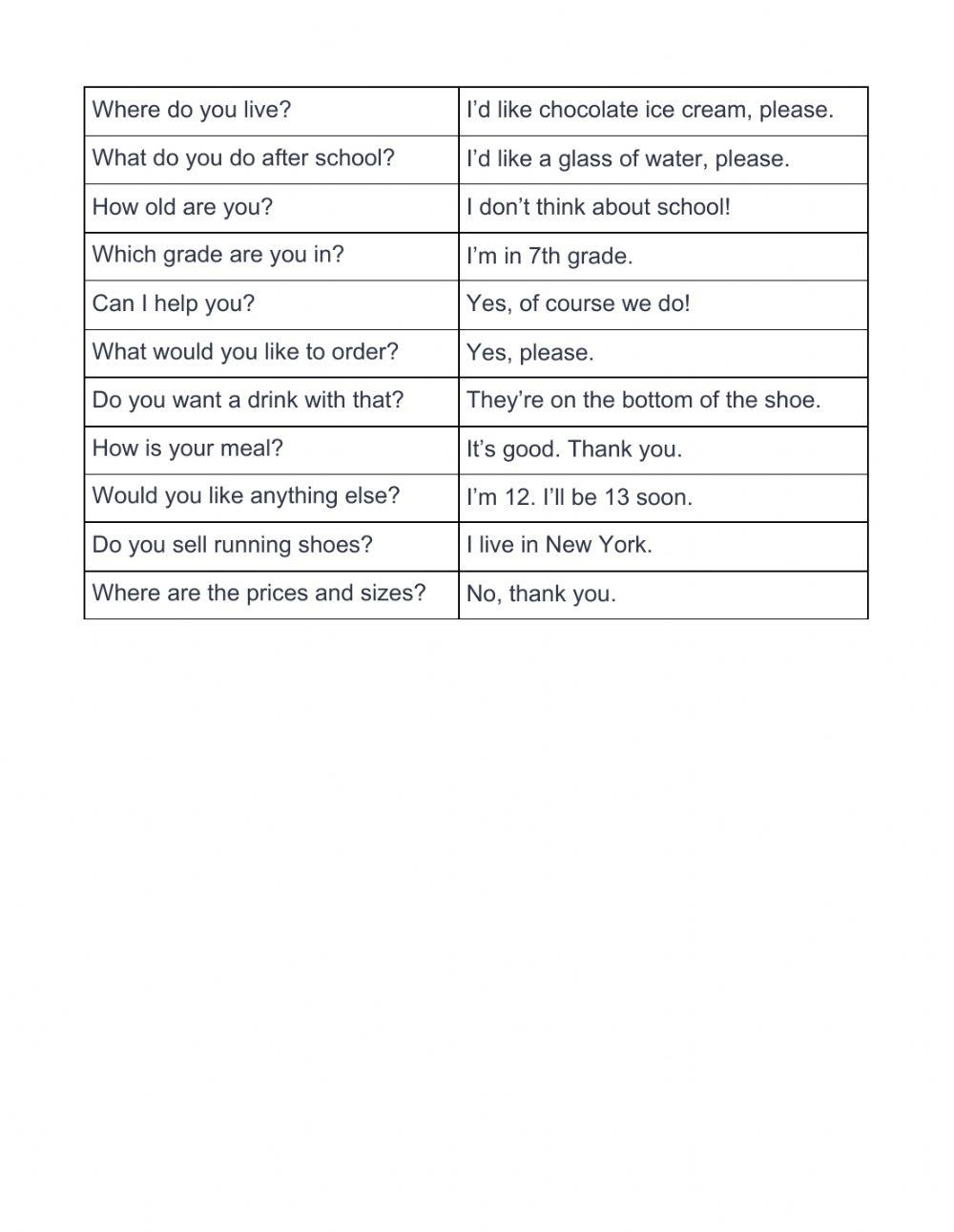 Q&A Let's Talk worksheet | Live Worksheets