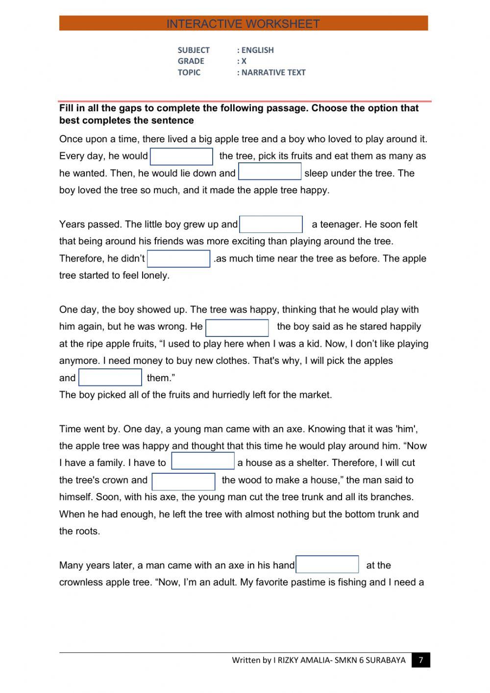 Narrative text | Free Interactive Worksheets | 656533