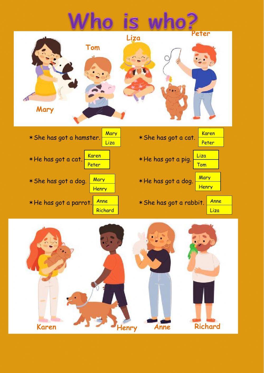 He-she has got | Free Interactive Worksheets | 657090