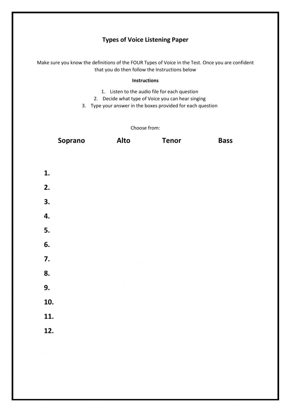 Types of Voices | Free Interactive Worksheets | 657796