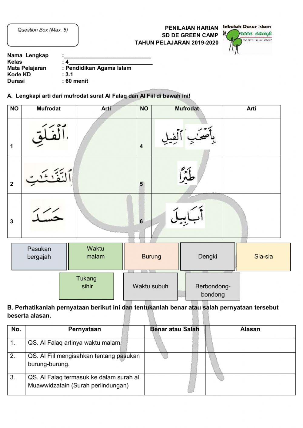 Pendidikan Agama Islam online activity | Live Worksheets
