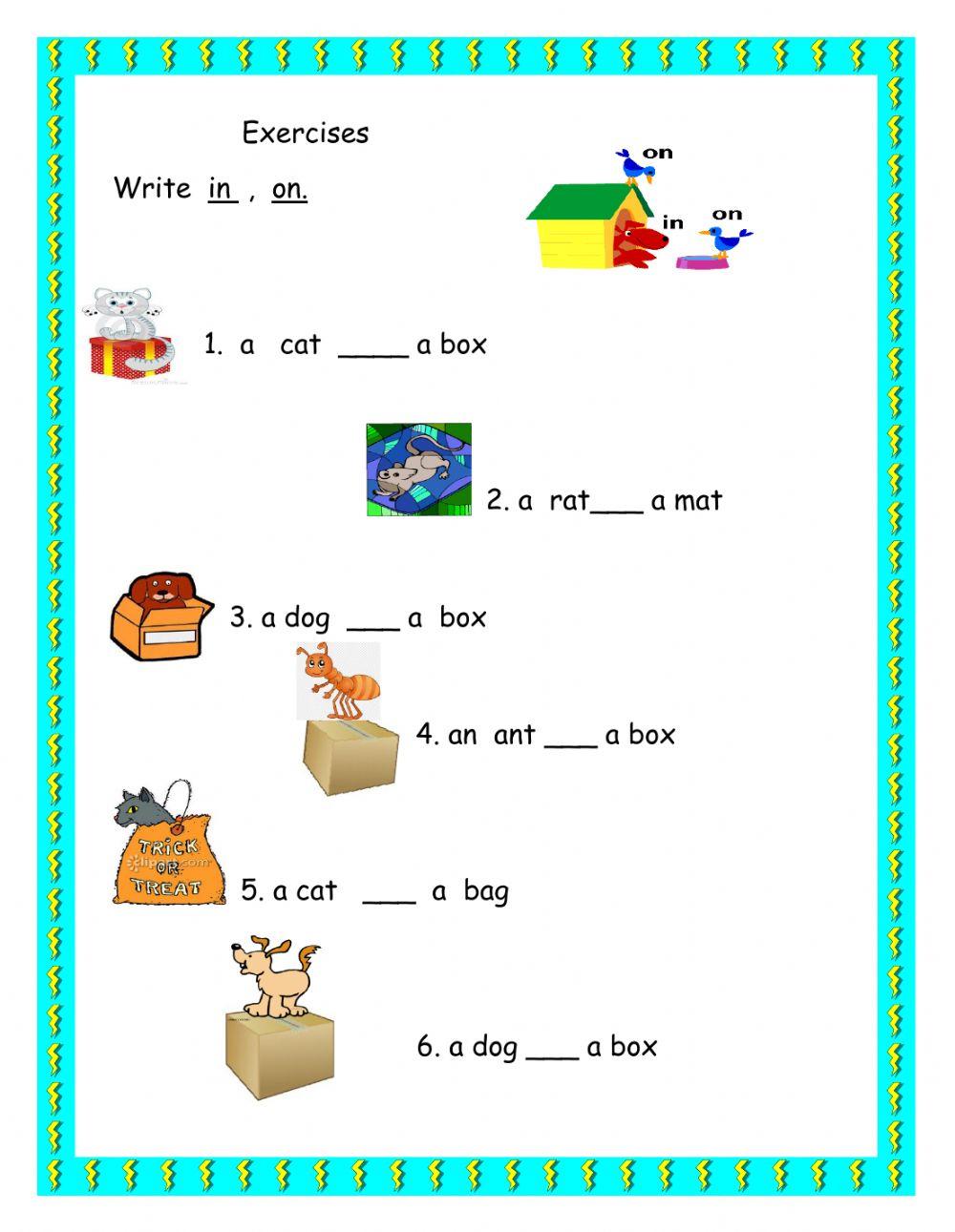 In, on Exercises worksheet | Live Worksheets