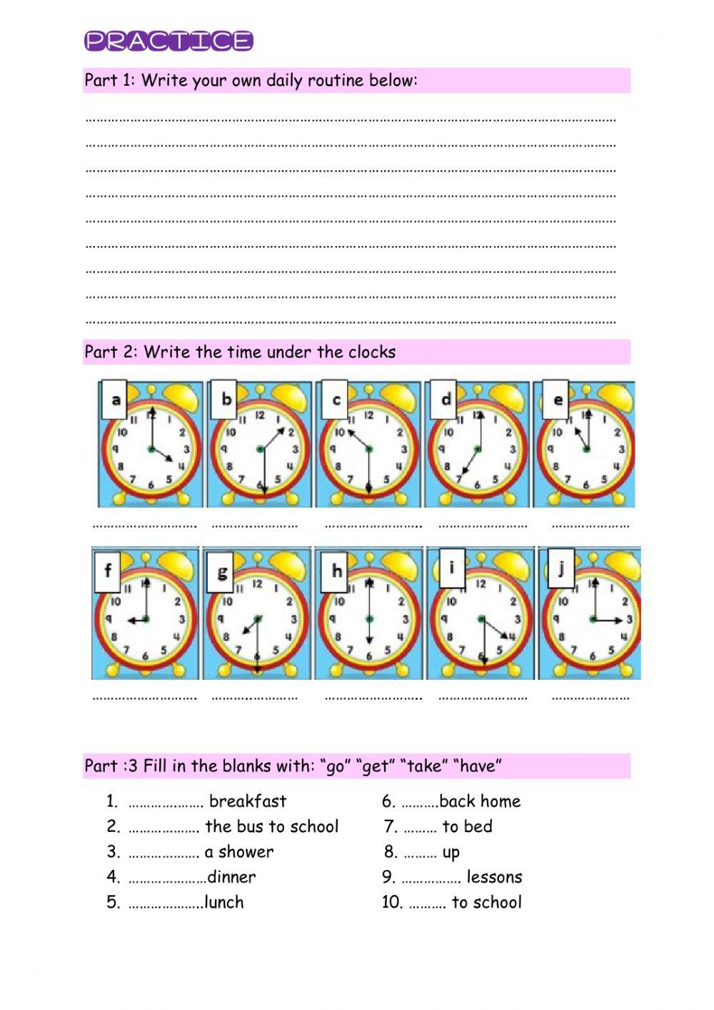 Grade 5 Unit 4 My Daily Routine worksheet | Live Worksheets
