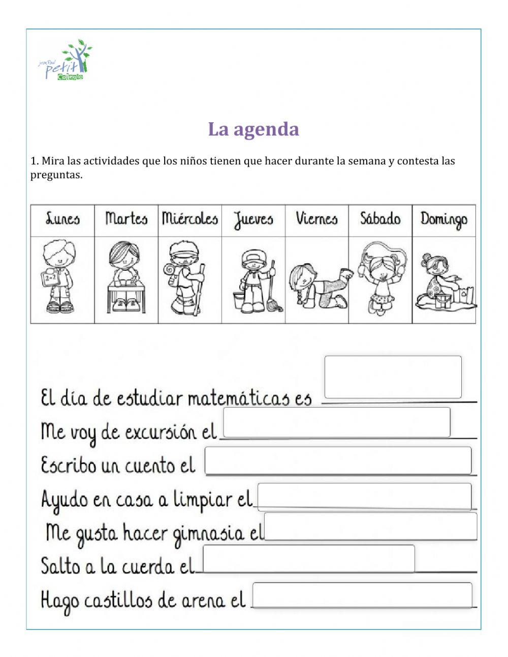 La agenda worksheet | Live Worksheets