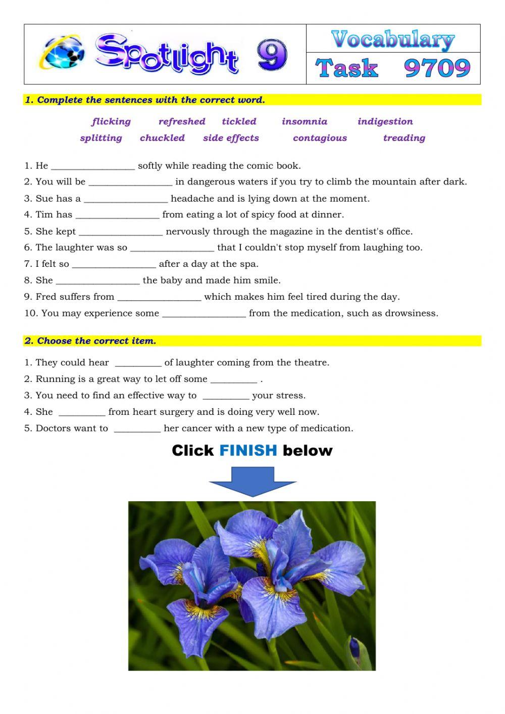 Spotlight 9 Task 9709 worksheet | Live Worksheets