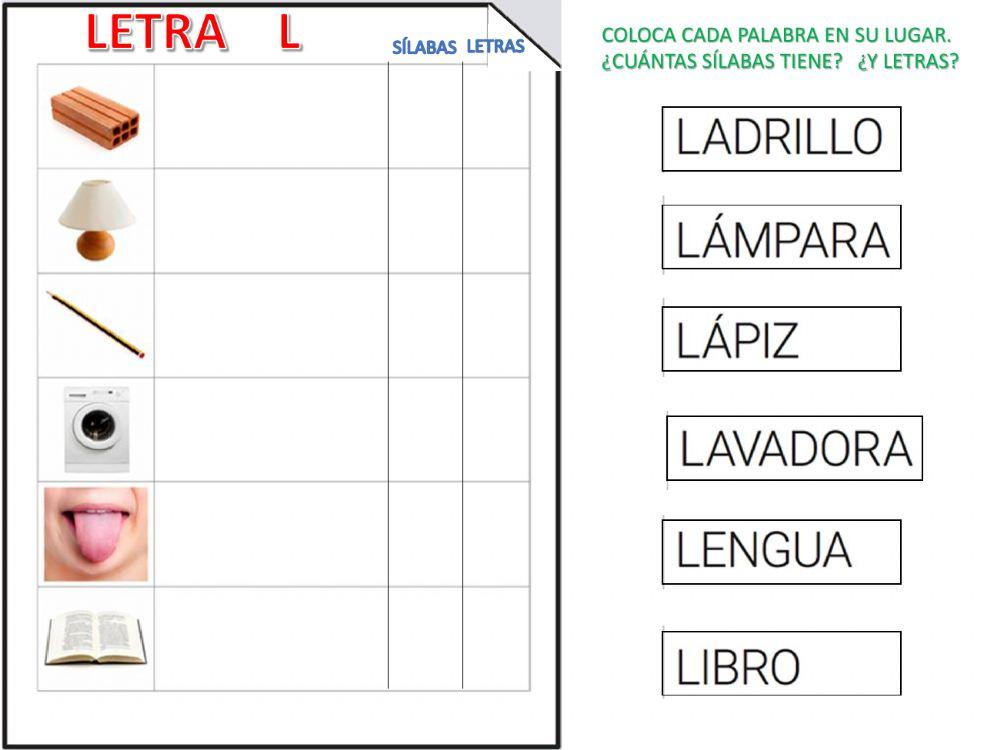 Letra l online activity for 5 años | Live Worksheets