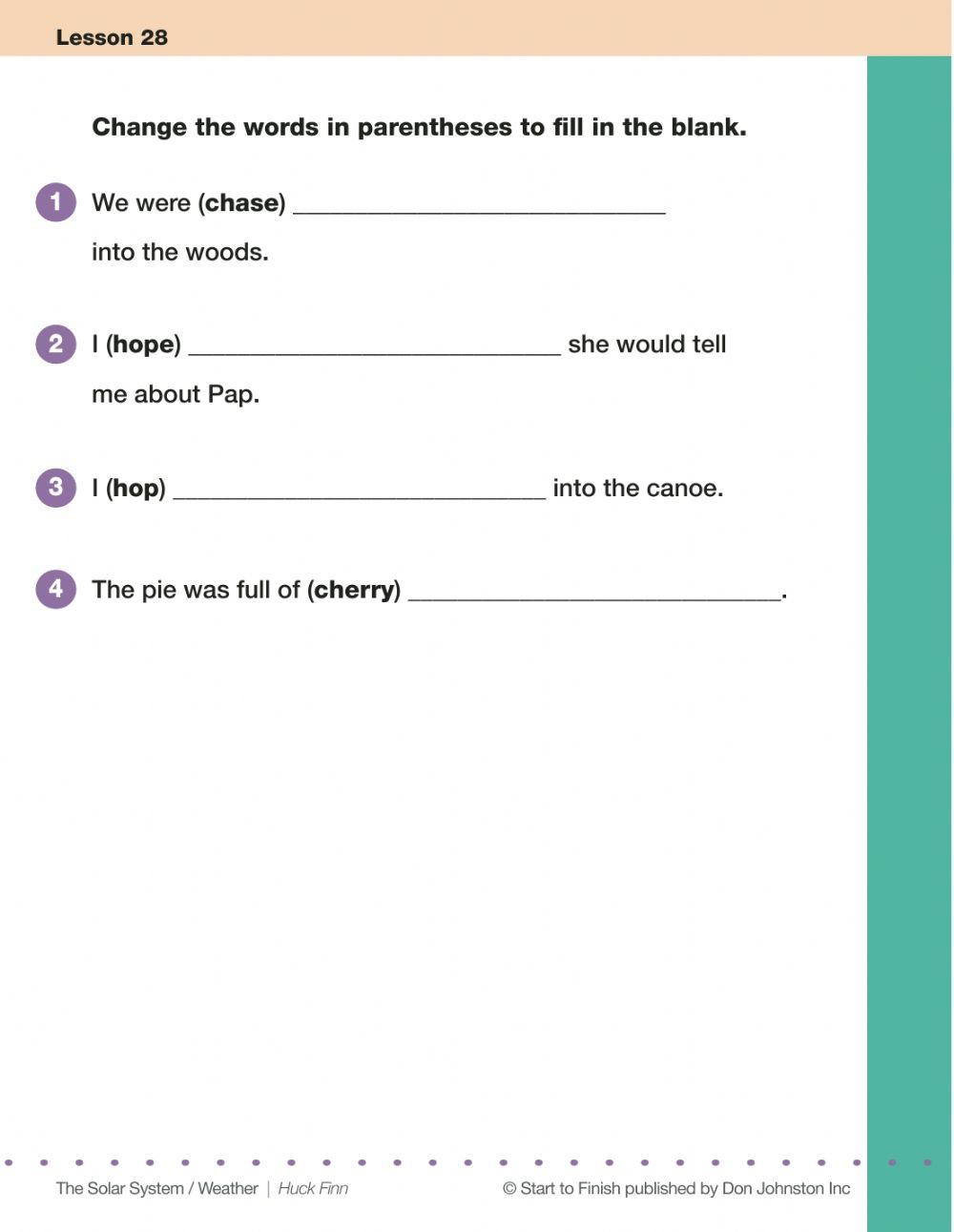 Lesson 28 Word Study: Change the word online exercise for | Live Worksheets