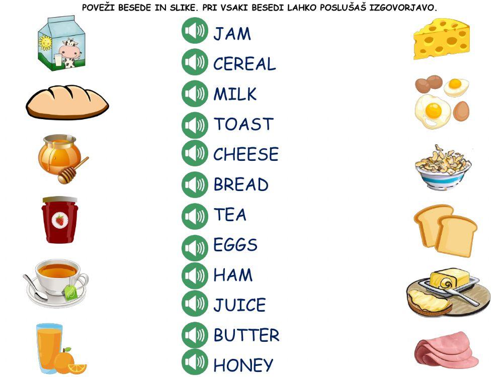 Breakfast English as a Second Language (ESL) activity | Live Worksheets