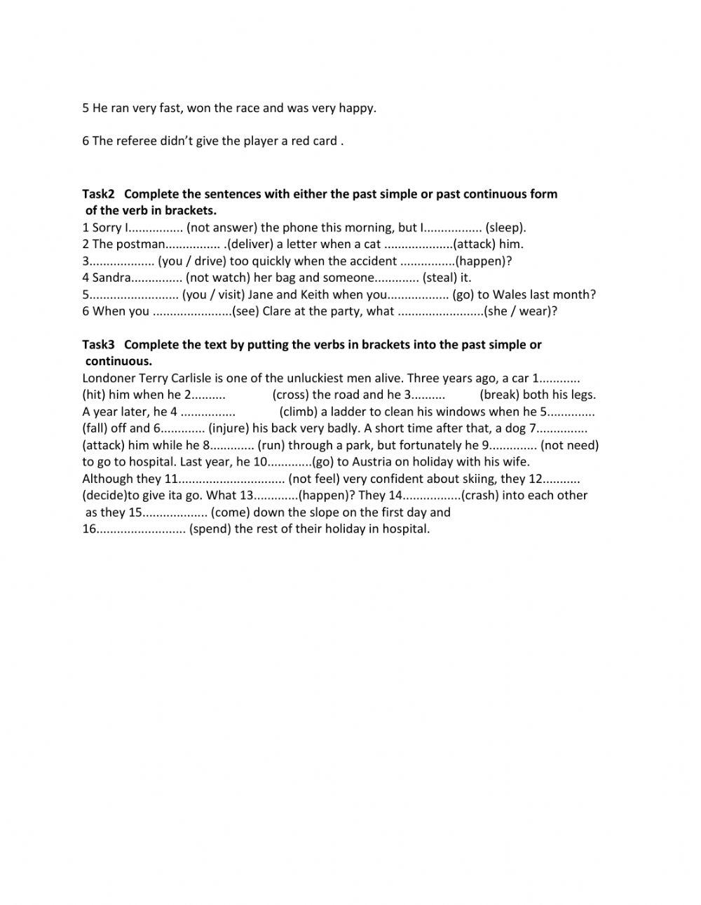 Use Past Simple or Past Continuous worksheet | Live Worksheets