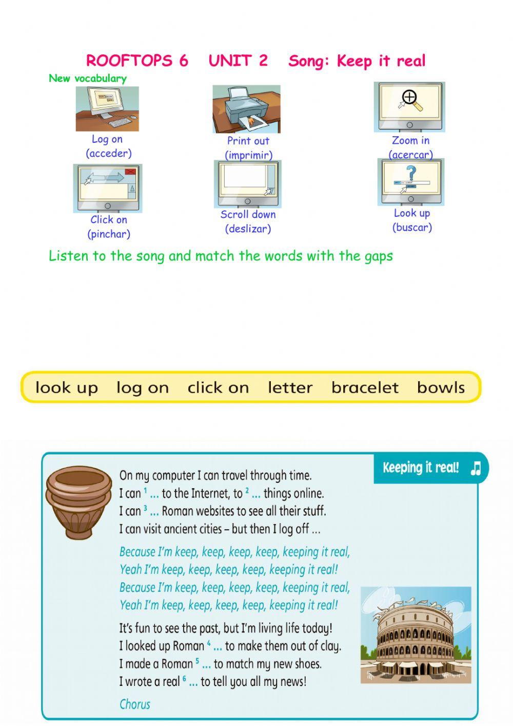 Song: Keep it real Rooftops 6 Unit 2 659755 | Mª del