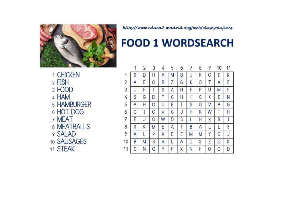 Food 1 - Wordsearch worksheet | Live Worksheets