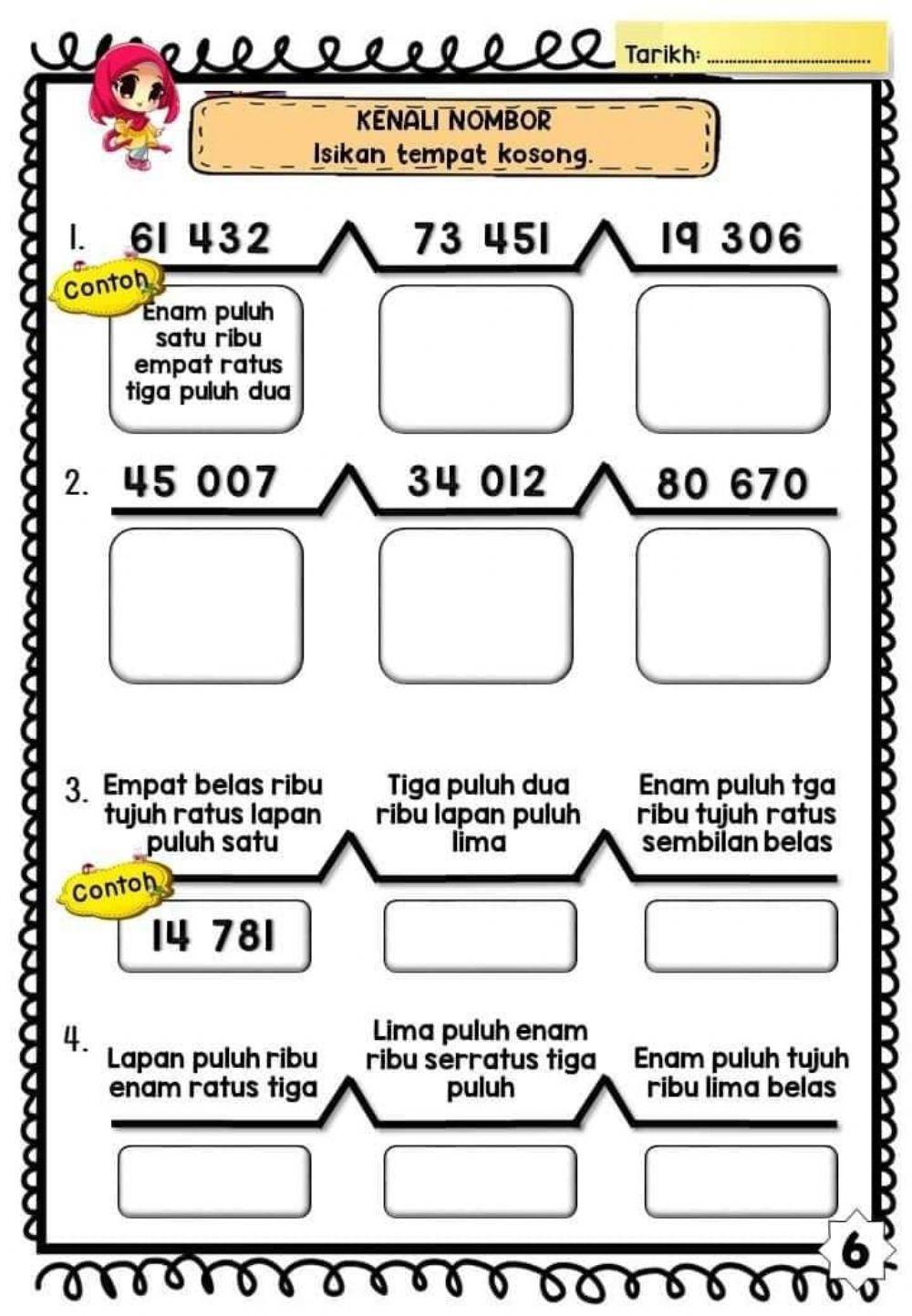 Matematik Tahun 4 (Kenali Nombor) online exercise for | Live Worksheets