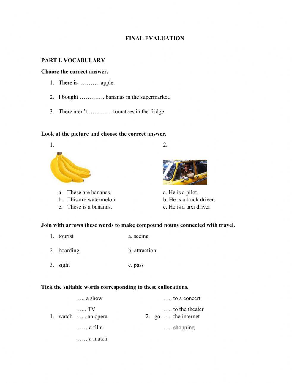 Final exam worksheet for EIGHT GRADE | Live Worksheets