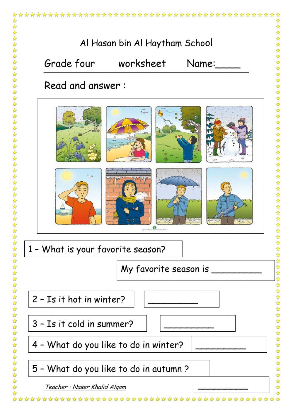 Read and answer online activity for grade 4 | Live Worksheets