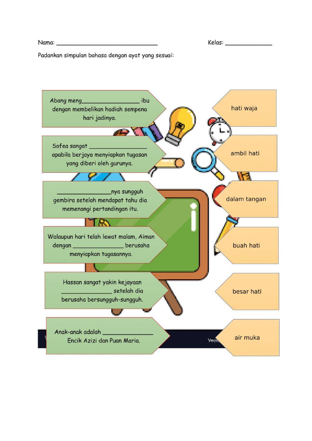 Simpulan Bahasa Tahun 3 Interactive Worksheet Live Worksheets
