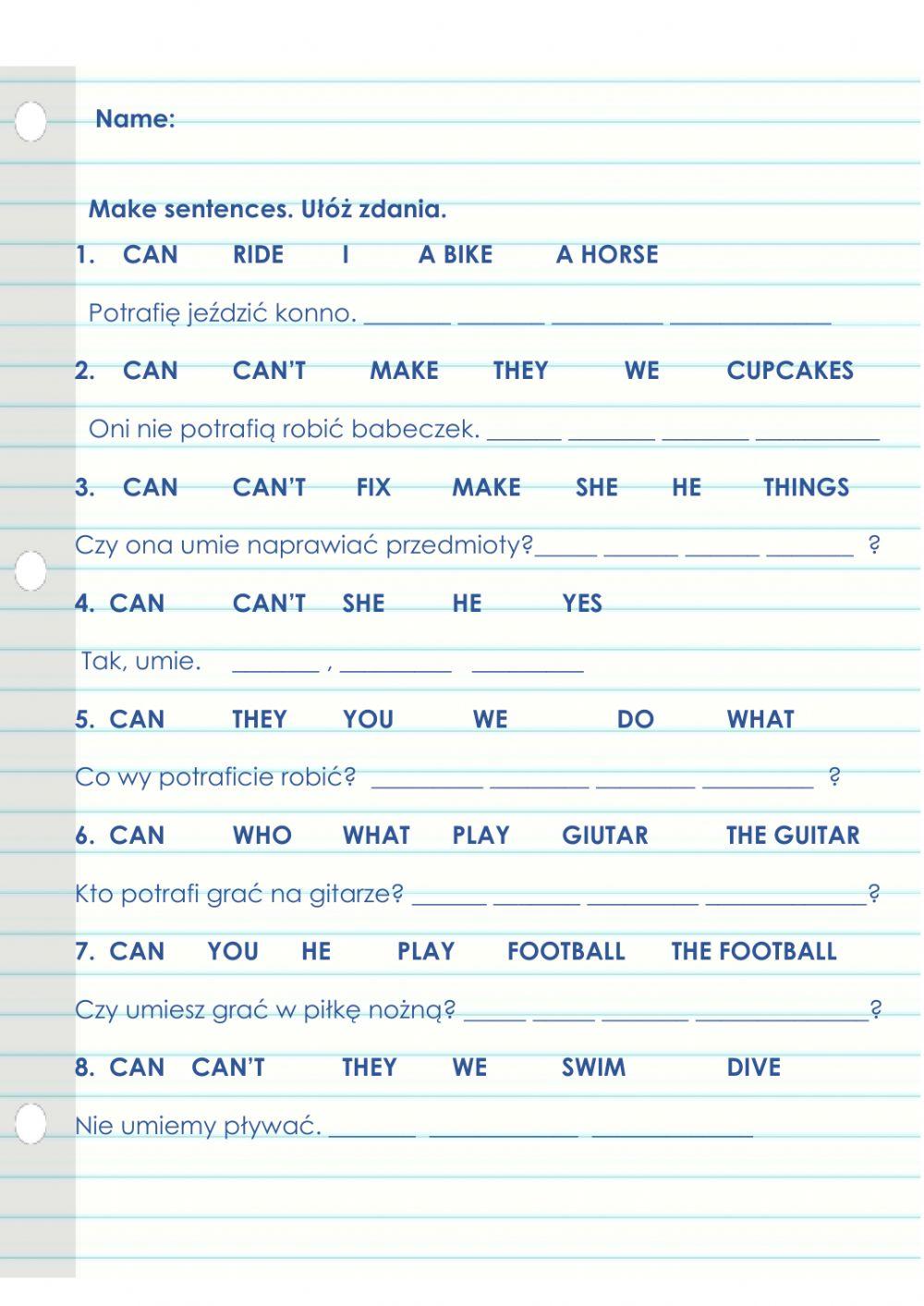 EC A1 u5 CAN ex… | Free Interactive Worksheets | 662788