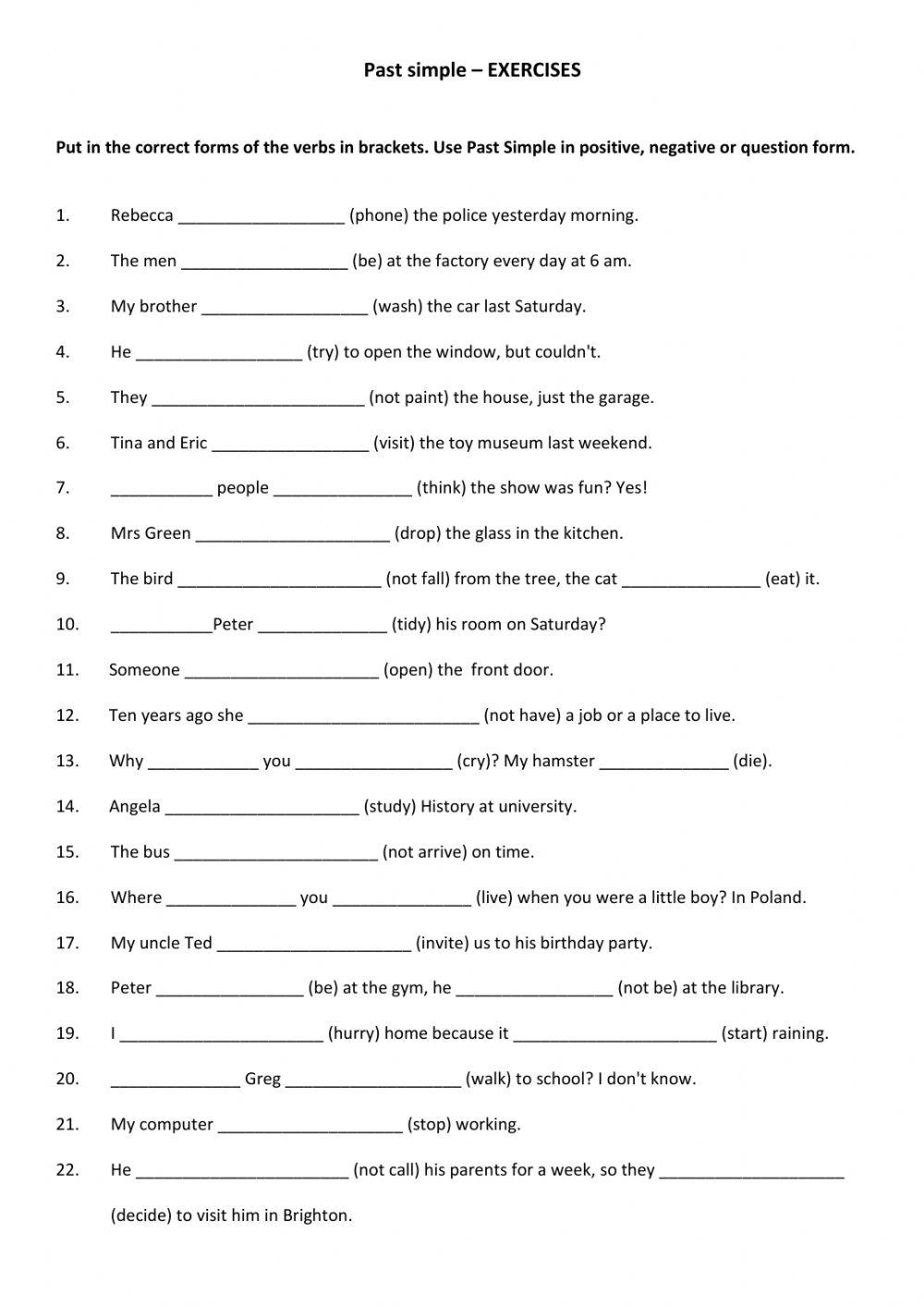 Past simple | Free Interactive Worksheets | 663318