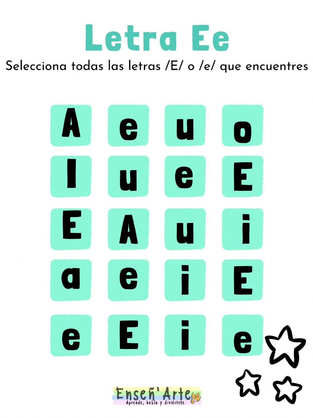 Letra E online activity for preescolar | Live Worksheets
