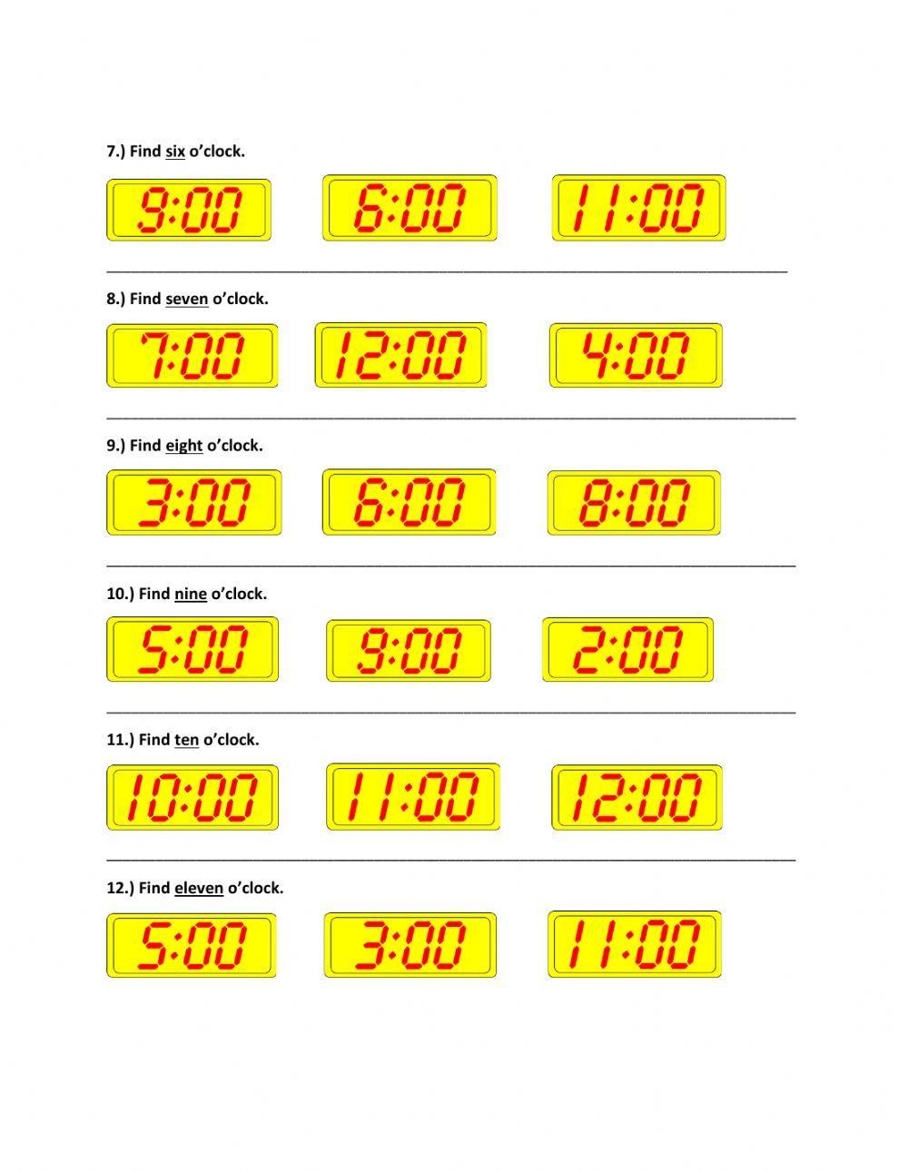 Digital Time-2 worksheet | Live Worksheets