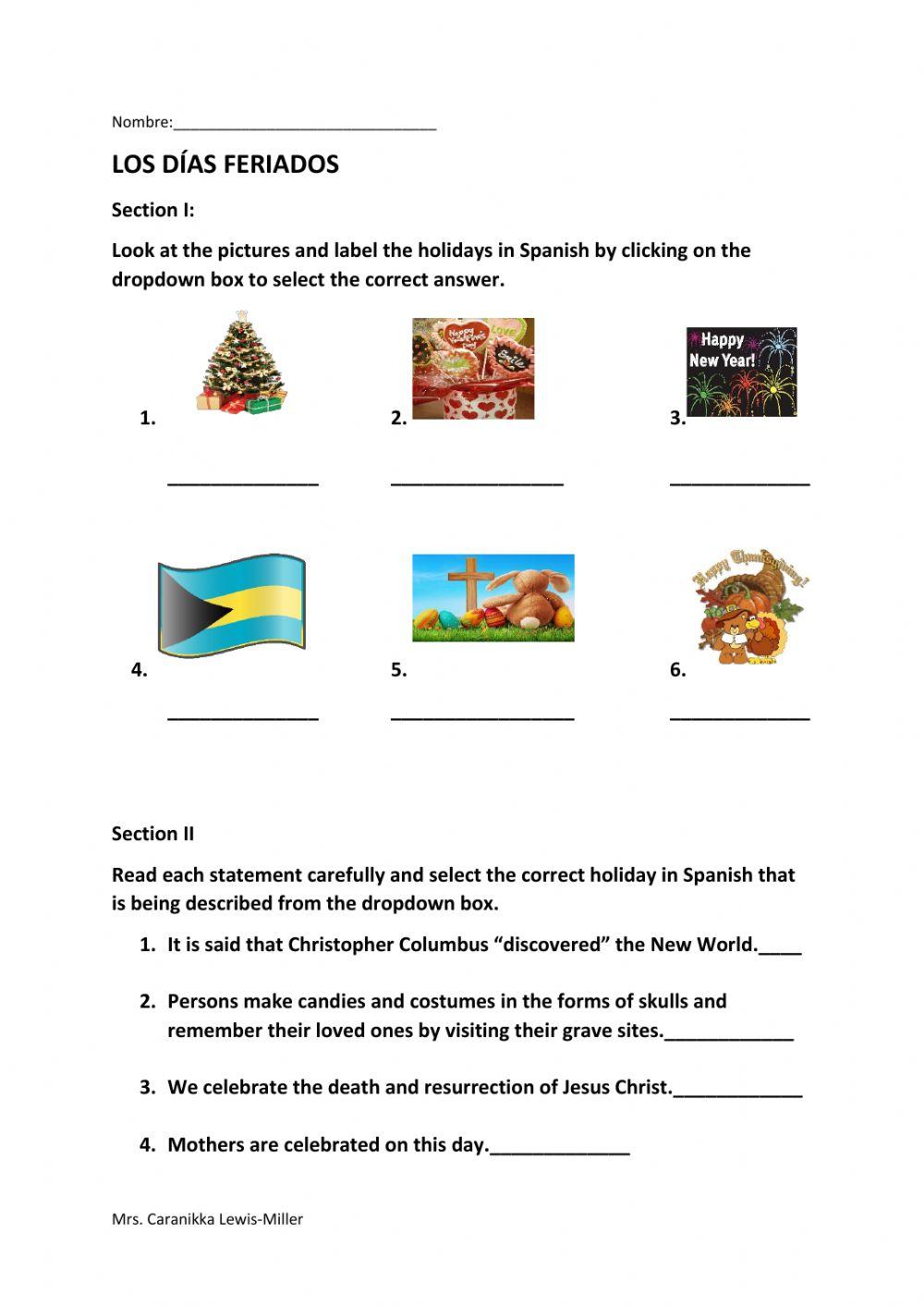 Holidays worksheet for Grade 7 | Live Worksheets