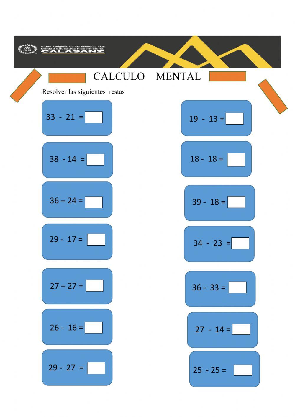 Restas online activity for Segundo Grado | Live Worksheets